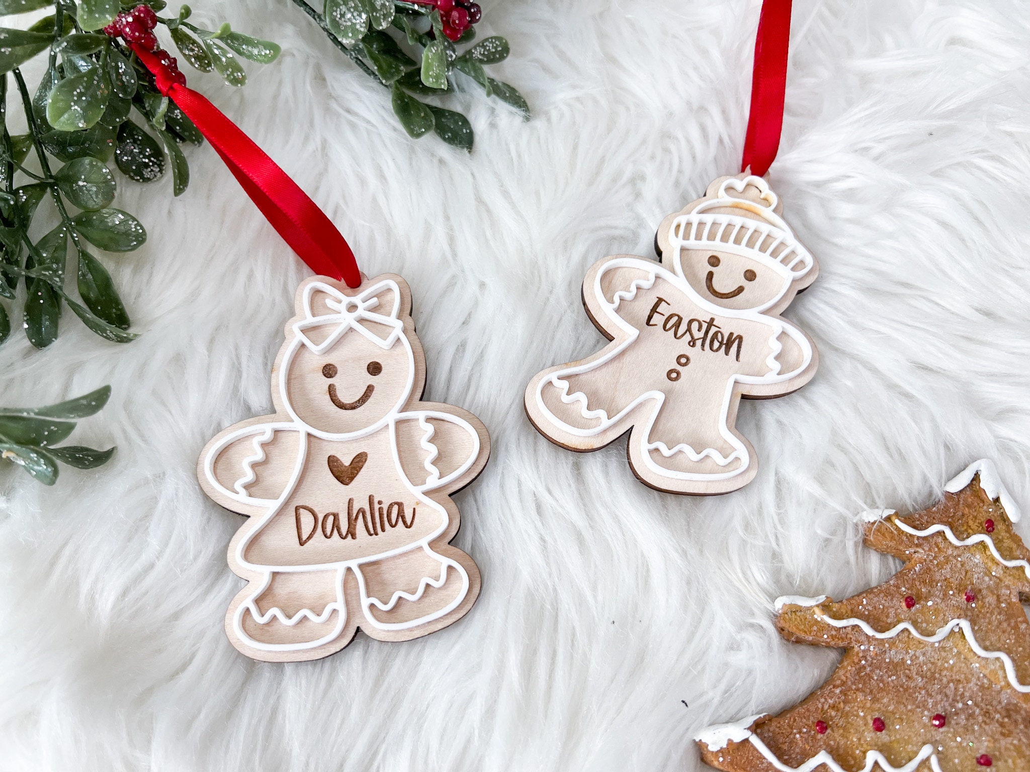 Personalized Gingerbread Ornament, Gingerbread Tag, Wood Christmas ...