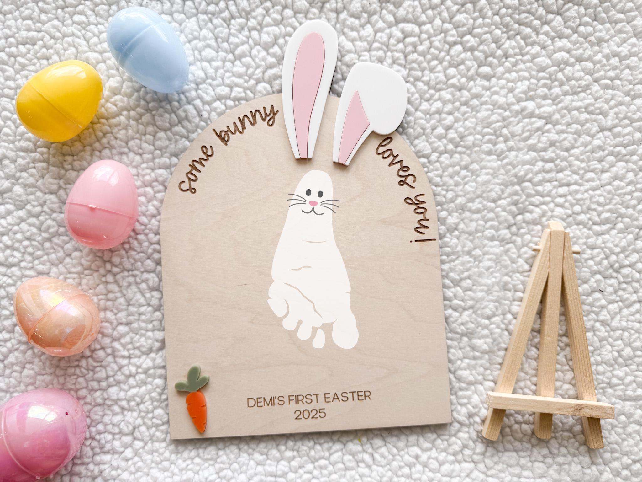 Easter Footprint Bunny Board, Kids Easter Footprint Sign, My First ...
