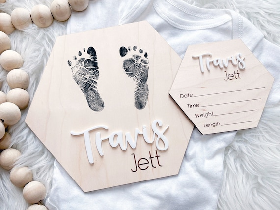 Baby Footprint Name Sign for Hospital Baby Announcement Sign - Etsy