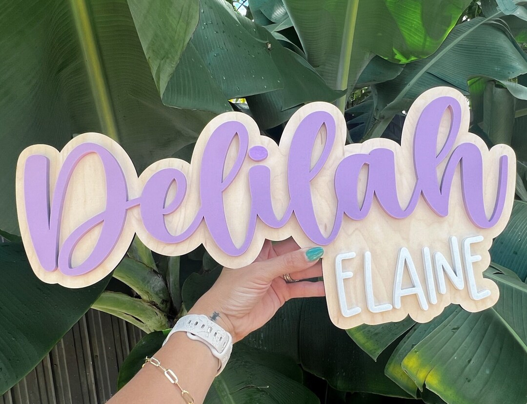 Above Crib Name Sign, Layered Name Sign for Nursery, Large Wood Baby ...