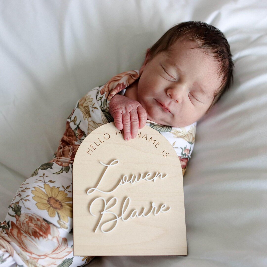 Baby Birth Announcement Sign, Hello My Name is Baby Hospital Sign, Name ...