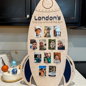 First Trip Around the Sun Monthly Photo Board, Galaxy First Birthday ...