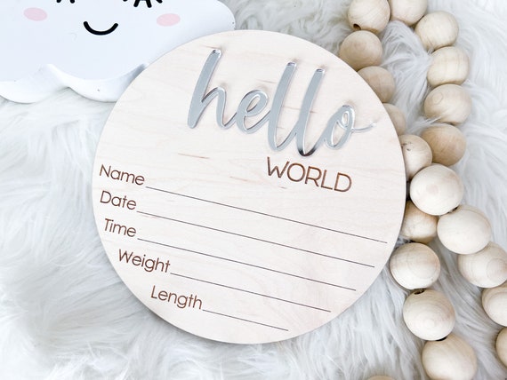 Hello World Sign for Hospital Newborn Birth Announcement - Etsy