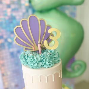 Seashell Birthday Cake Topper, Mermaid Birthday Party, Tropical Beach ...
