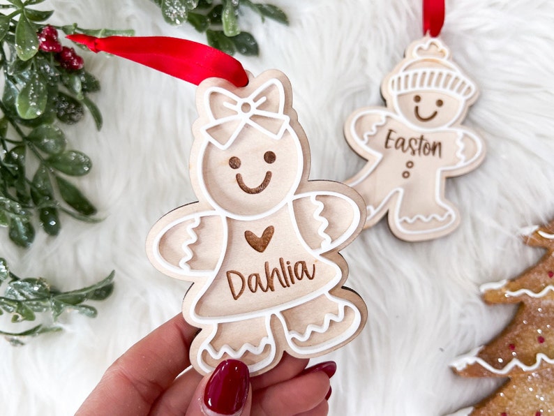 Personalized Gingerbread Ornament, Gingerbread Tag, Wood Christmas ...