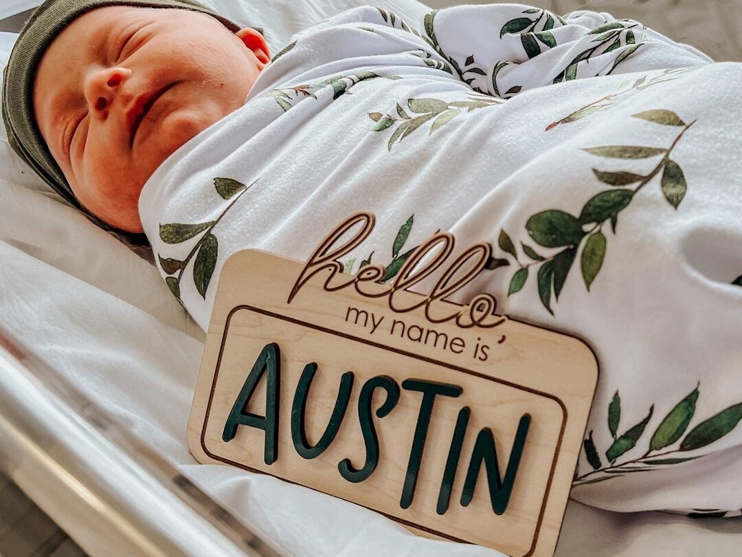 Birth Announcement Sign, Hello My Name is Baby Name Sign for Hospital ...