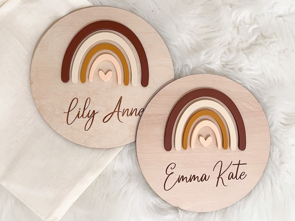 Rainbow Birth Announcement Sign, Baby Name Sign for Hospital, Rainbow ...