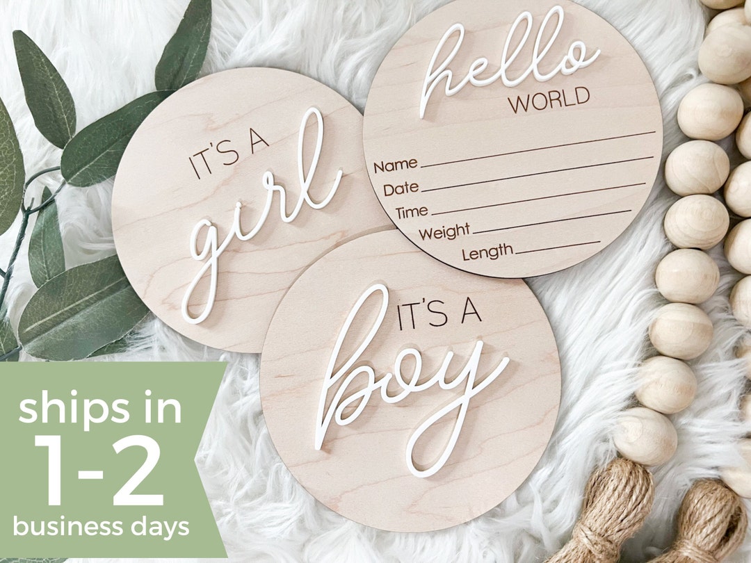 Gender Reveal Hospital Announcement Sign, Hello World Plaque, Gender ...