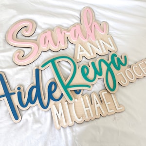 Above Crib Name Sign, Layered Name Sign for Nursery, Large Wood Baby ...