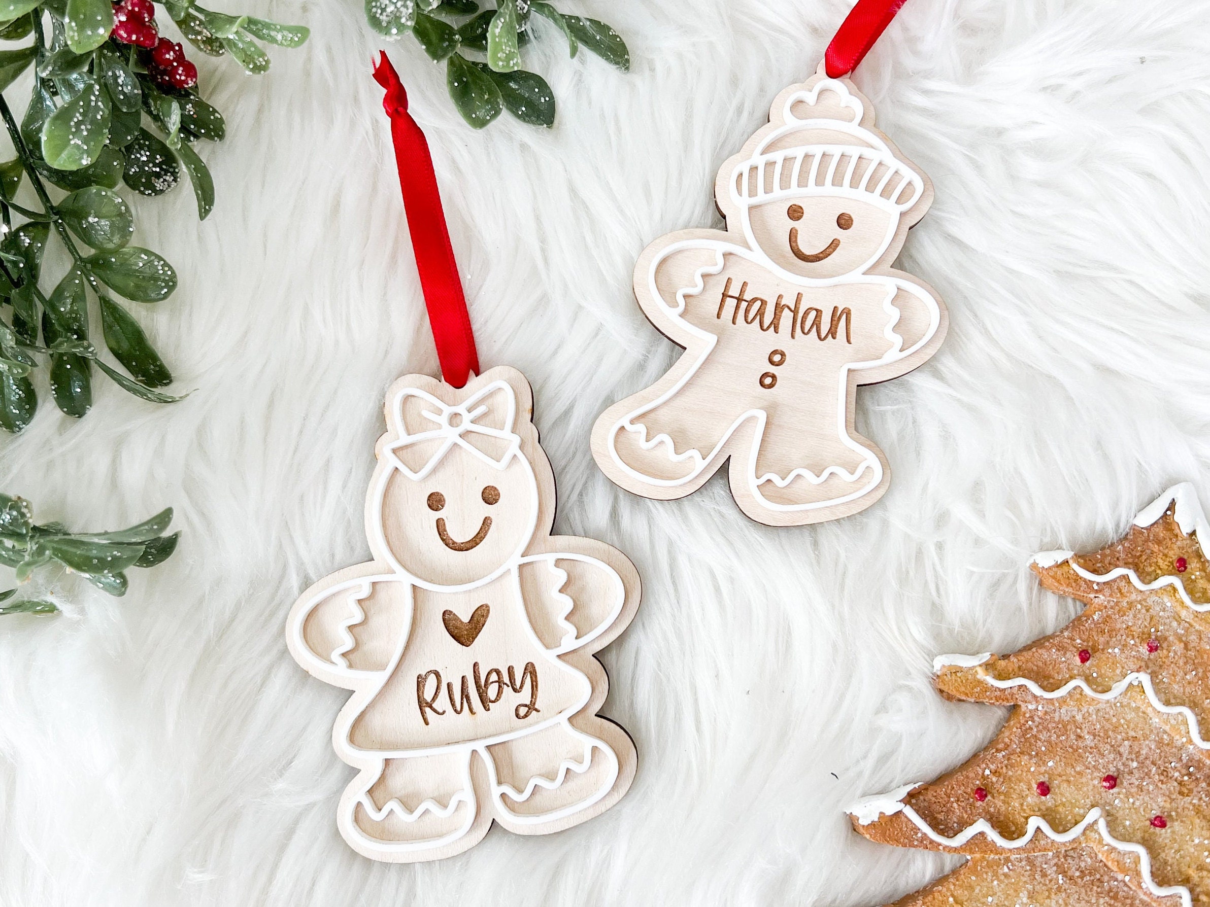 Personalized Gingerbread Ornament, Gingerbread Tag, Wood Christmas ...