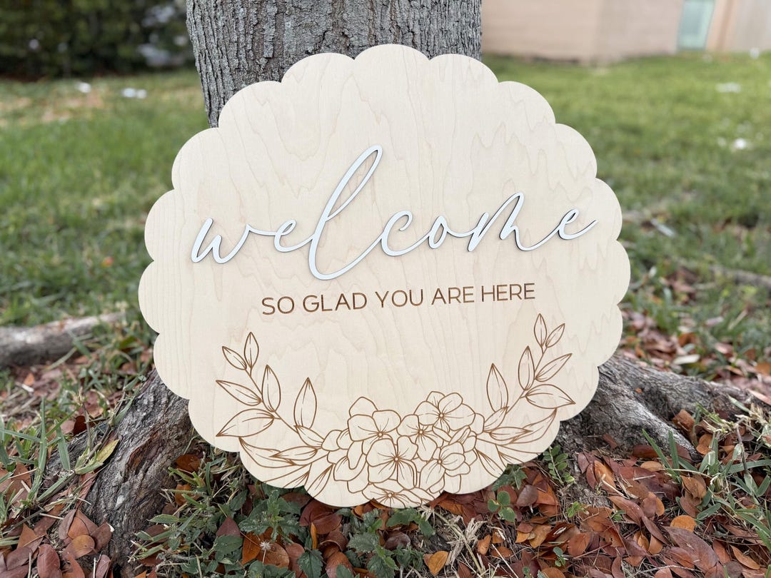 Floral Welcome Sign, Large Wooden Welcome Sign for Bridal Shower, Baby ...