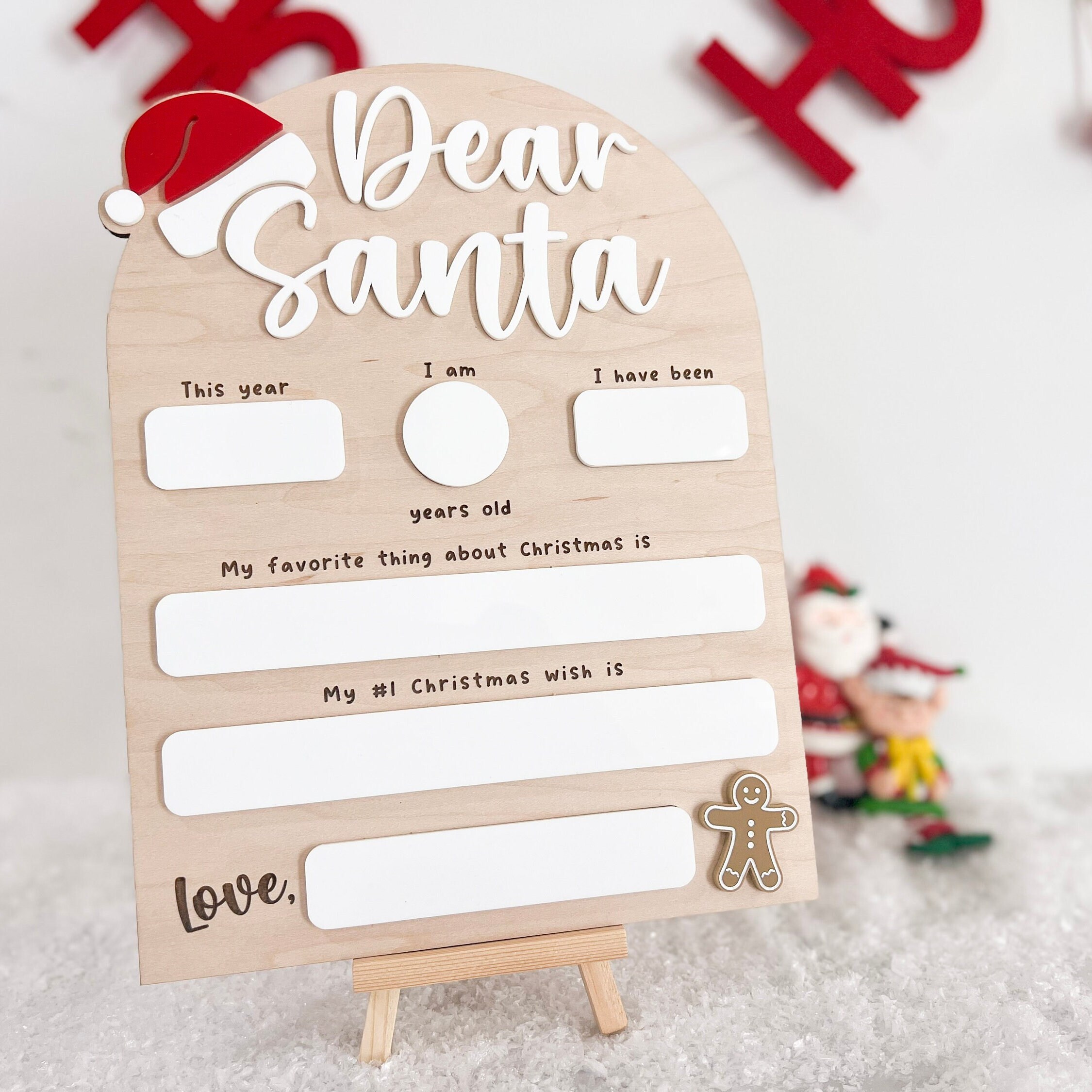 Dear Santa Board, Letter to Santa Board, Kids Christmas List Sign, Dry ...