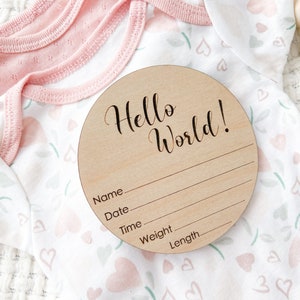 Hello World Birth Stat Sign, Hospital Announcement Sign, Newborn Photo ...