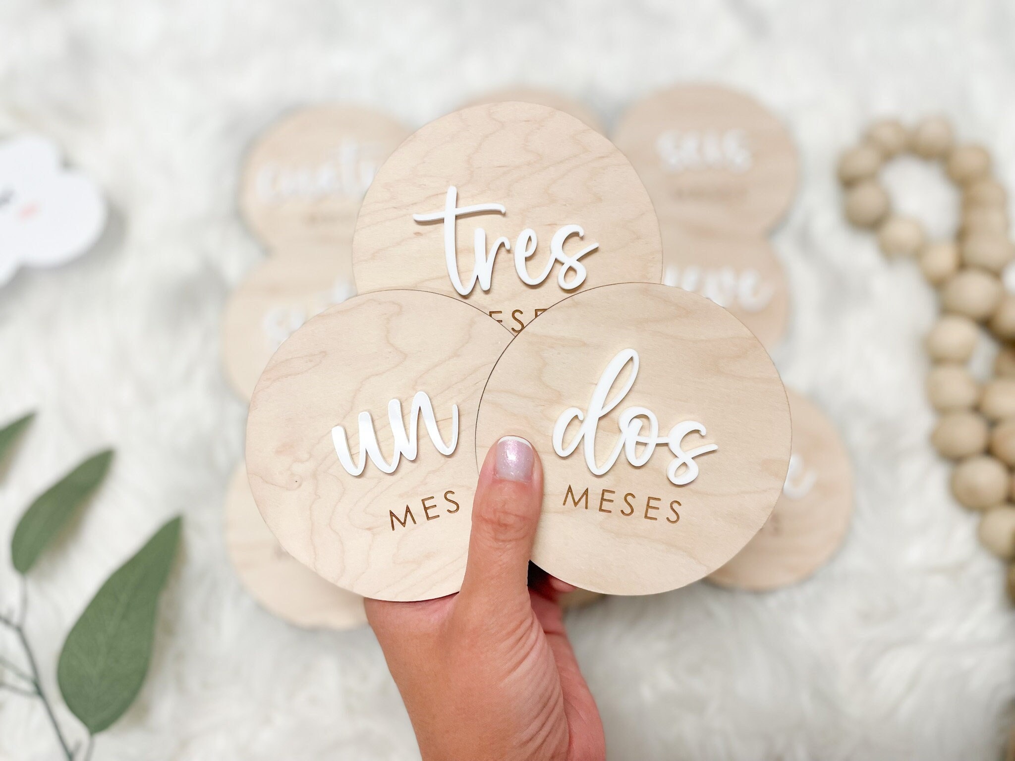 Spanish Monthly Milestone Marker, Baby Month Photo Sign, Monthly Wooden ...