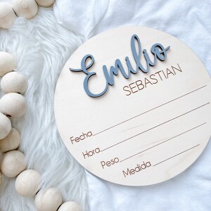 Spanish Baby Name Announcement Sign, 3D Hospital Name Wood Sign, Birth ...
