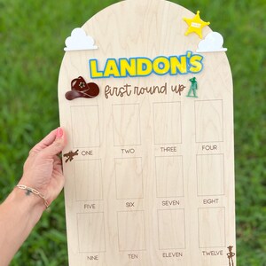 One Year of First Birthday Photo Board, First Round up Toy Theme First ...