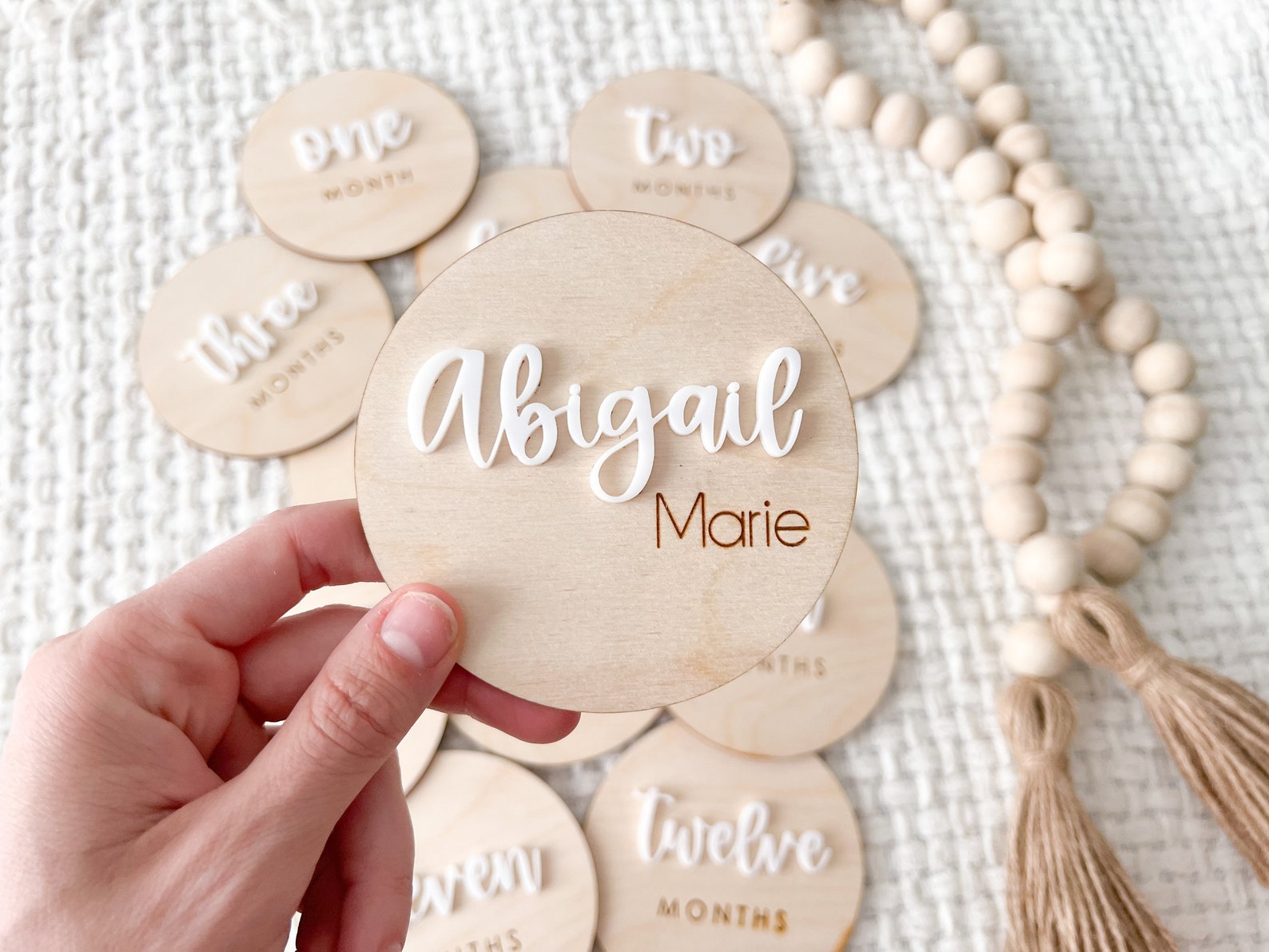 Monthly Milestone Disc Wooden Milestone Month Signs Baby - Etsy