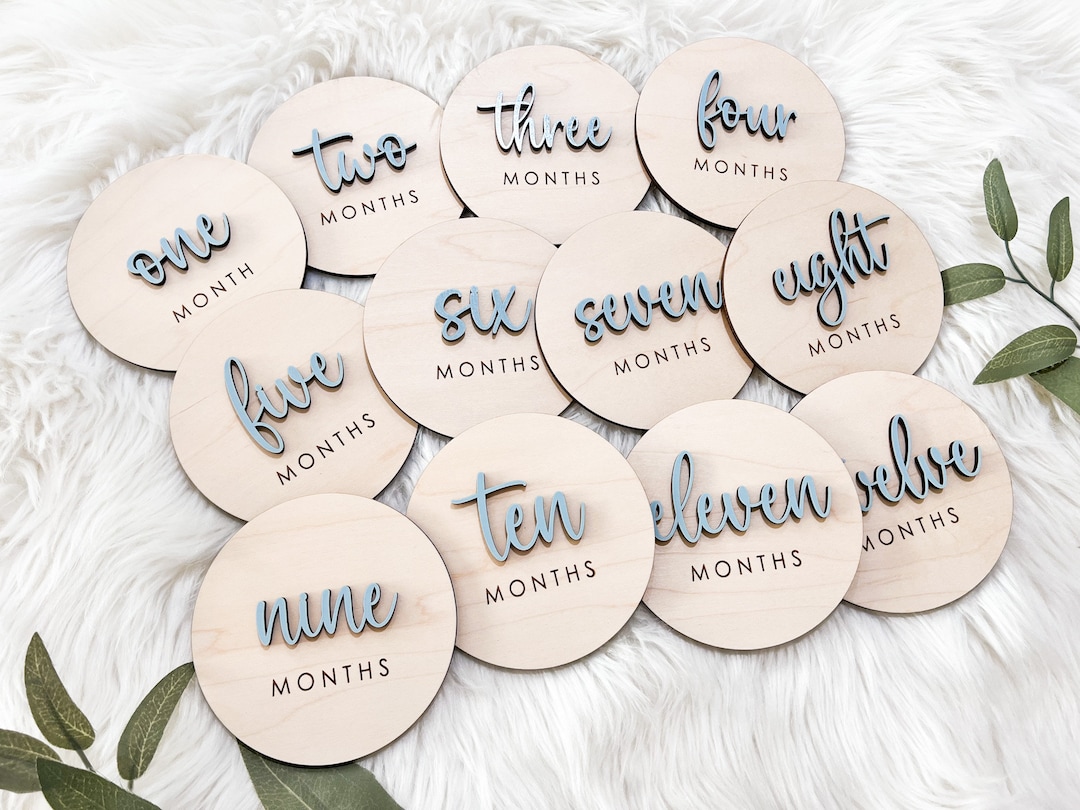 Baby Monthly Milestone Cards, 12 Month Photo Signs Baby, Monthly Wooden ...