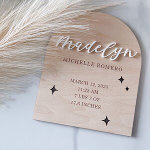 Baby Birth Announcement Sign for Hospital, Engraved Birth Stats Sign ...