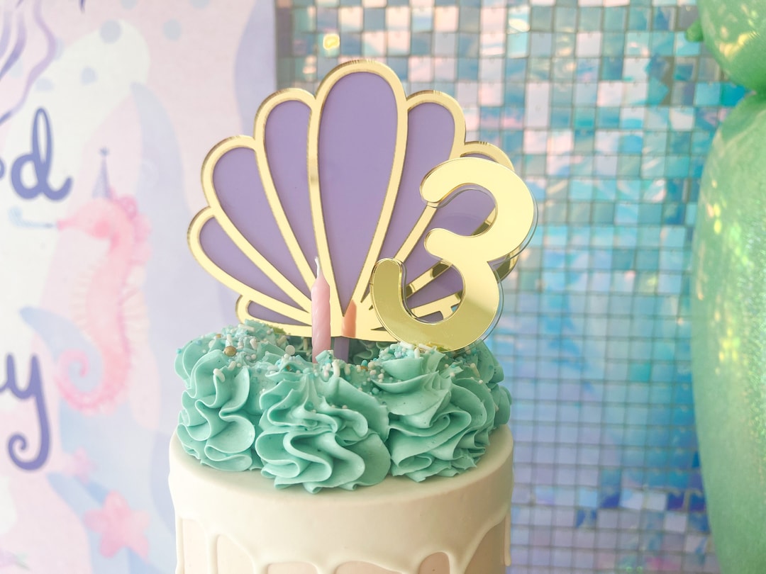 Seashell Birthday Cake Topper, Mermaid Birthday Party, Tropical Beach ...