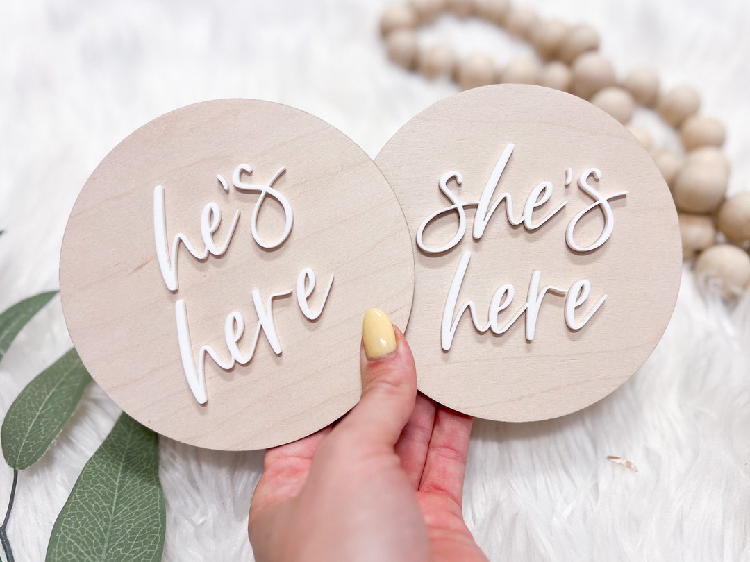 He's Here She's Here Sign, Its a Boy Its a Girl Sign, Gender Reveal ...