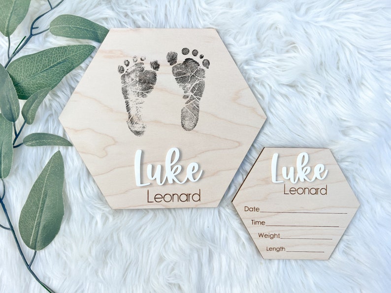 Baby Footprint Name Sign for Hospital Baby Announcement Sign - Etsy