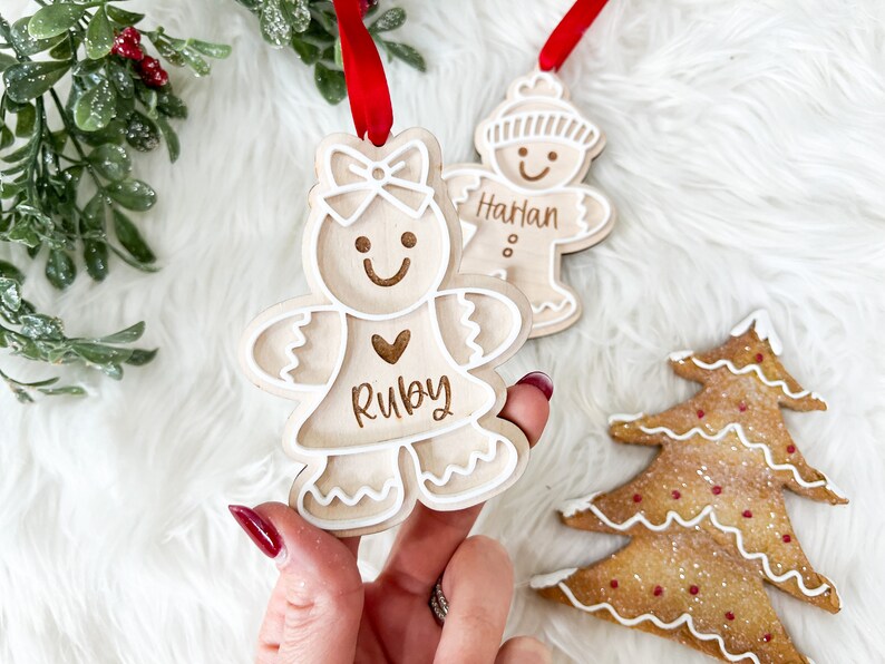 Personalized Gingerbread Ornament, Gingerbread Tag, Wood Christmas ...