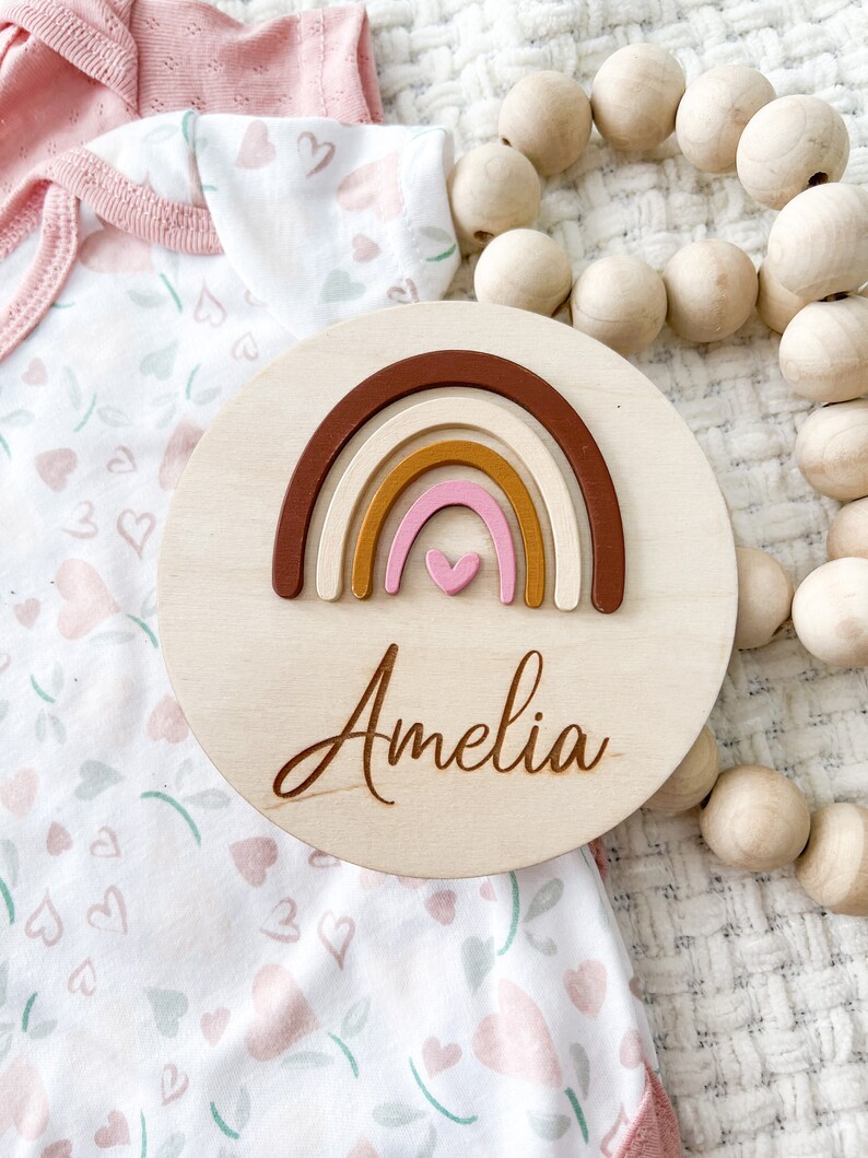 Rainbow Baby Announcement Wooden Name Sign Rainbow Sign - Etsy