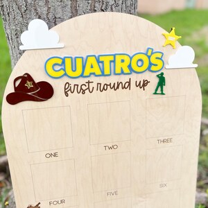 One Year of First Birthday Photo Board, First Round up Toy Theme First ...