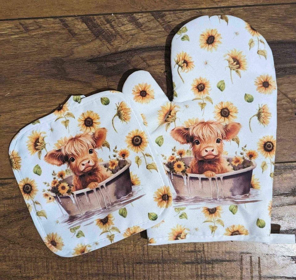 Sublimated Highland Cow Oven Mitt & Pot Holder - Etsy
