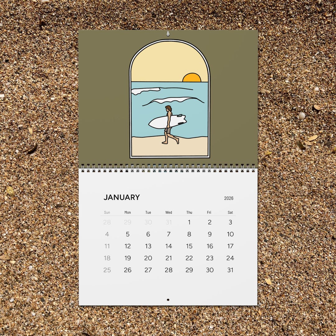 2026 Surf Wall Calendar | Tropical Art Prints, Gift for Surfer - Etsy