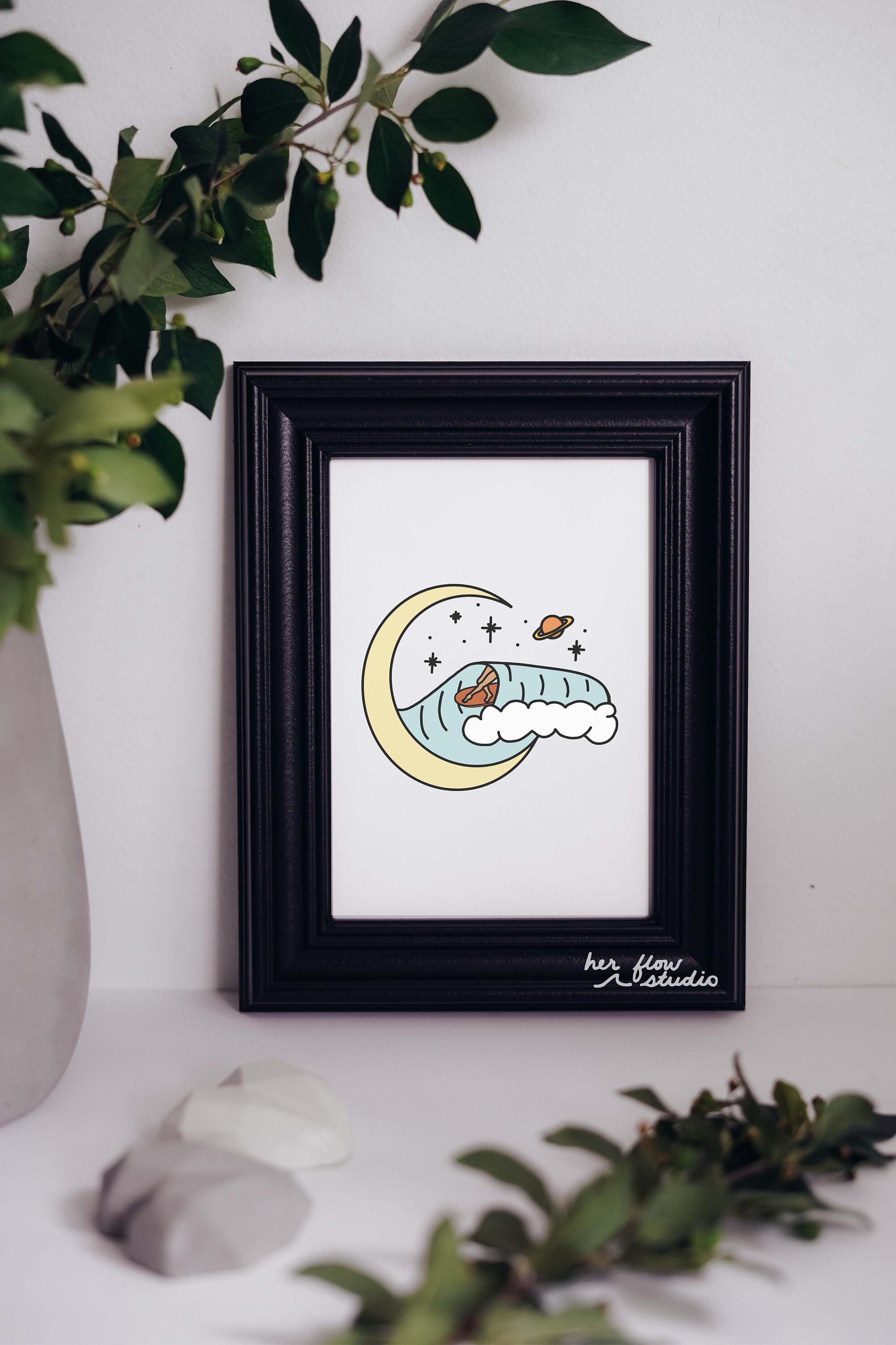 MOONLIGHT WAVE DANCER Surf Art Printable Wave Art Moon - Etsy