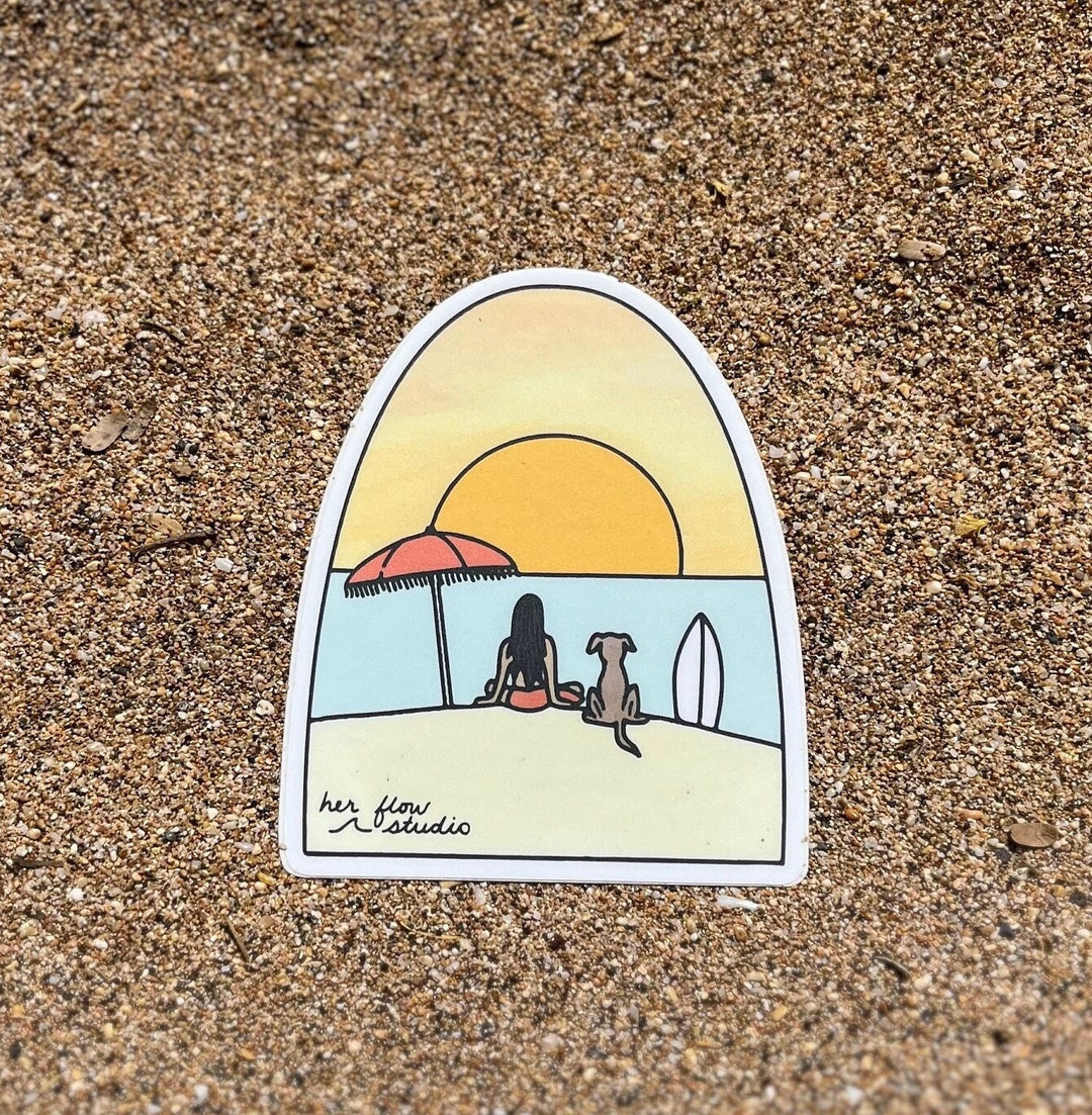 Surfer Girl Sticker | Sunset Sticker | Surfboard Sticker | Dog Sticker ...