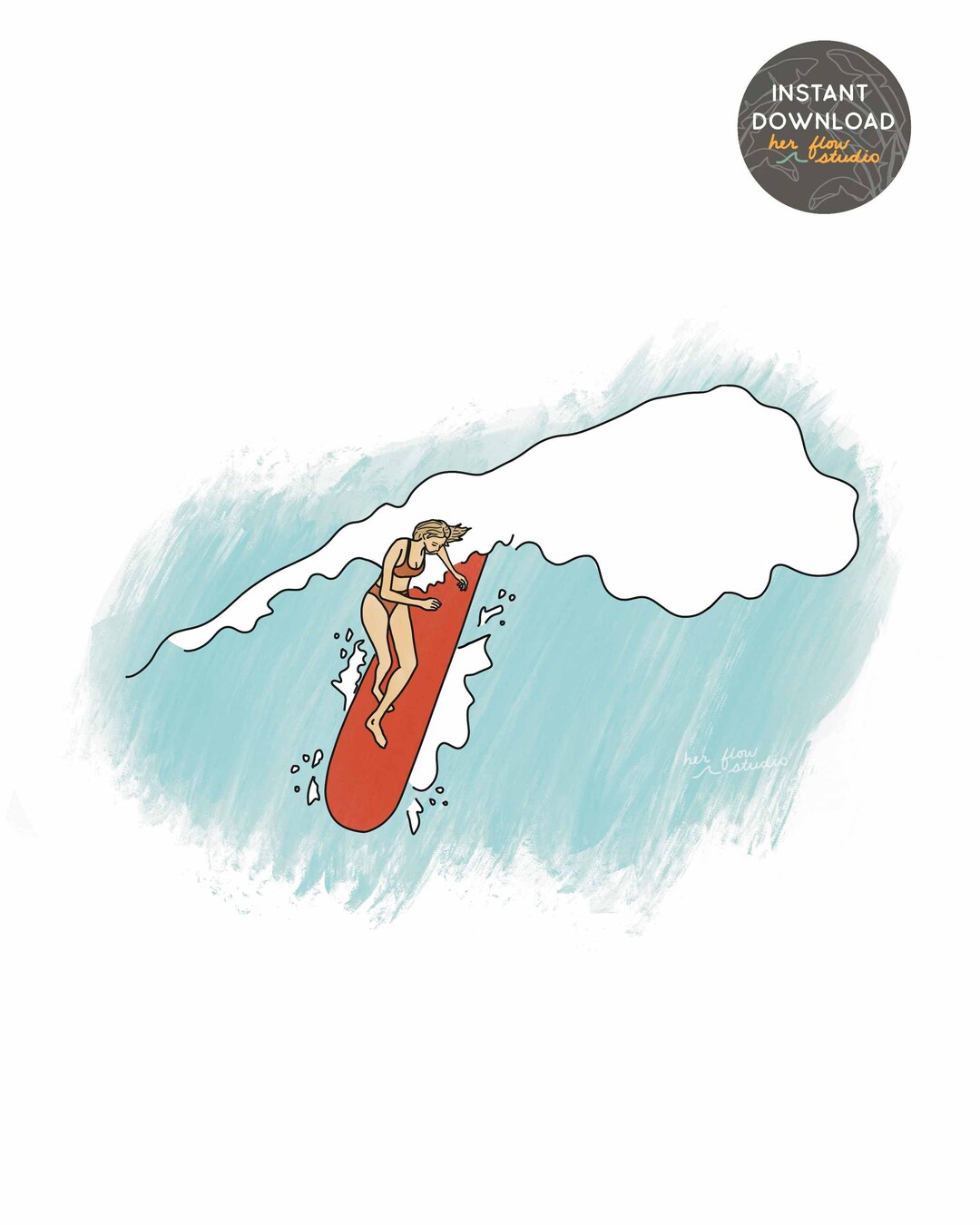 PRINTABLE Surf Poster | Surfing Print | Surf Girl Art | Surf Printable ...