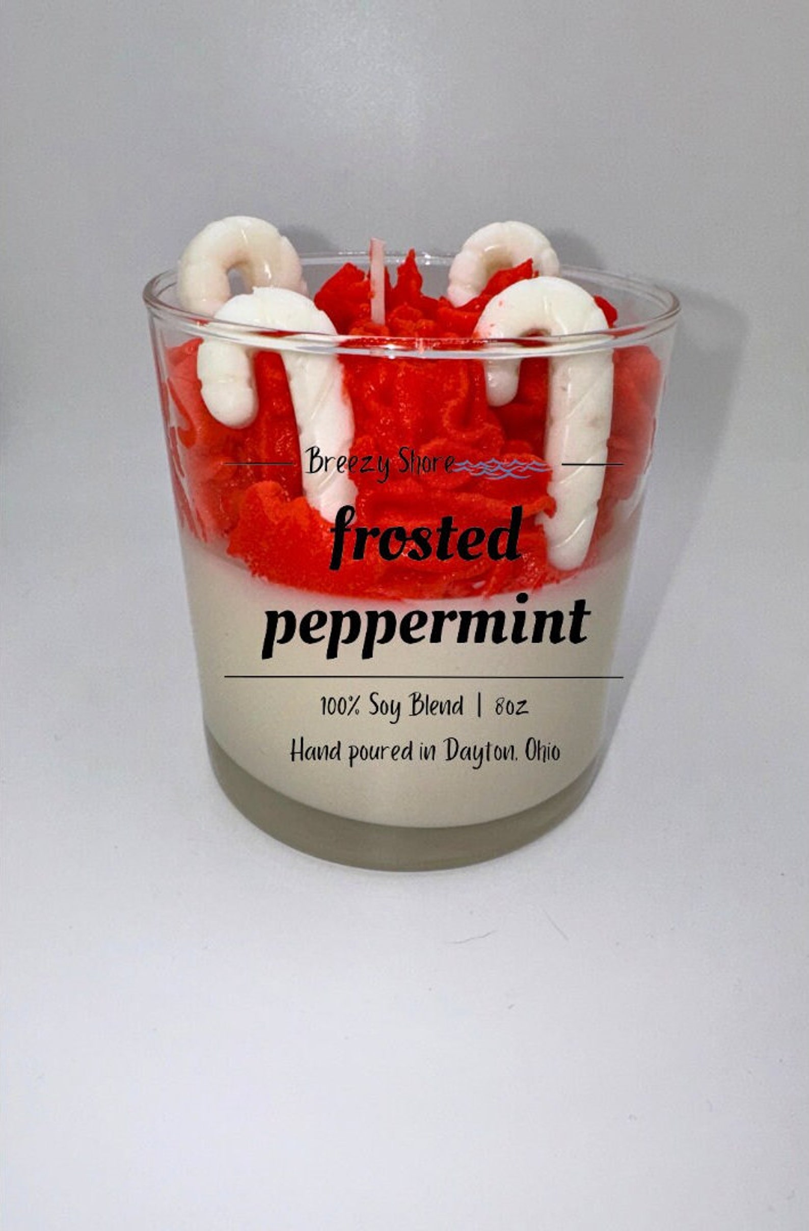 Frosted Red Peppermint Dreams: Soy-scented Candle Elegance With a Fresh ...