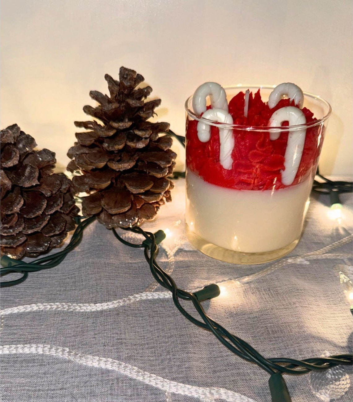 Frosted Red Peppermint Dreams: Soy-scented Candle Elegance With a Fresh ...