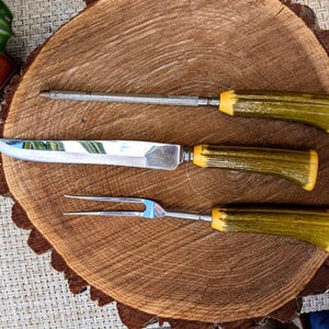 Vintage Sheffield Faux Antler Bakelite Handled Carving Set - 1950’s ...