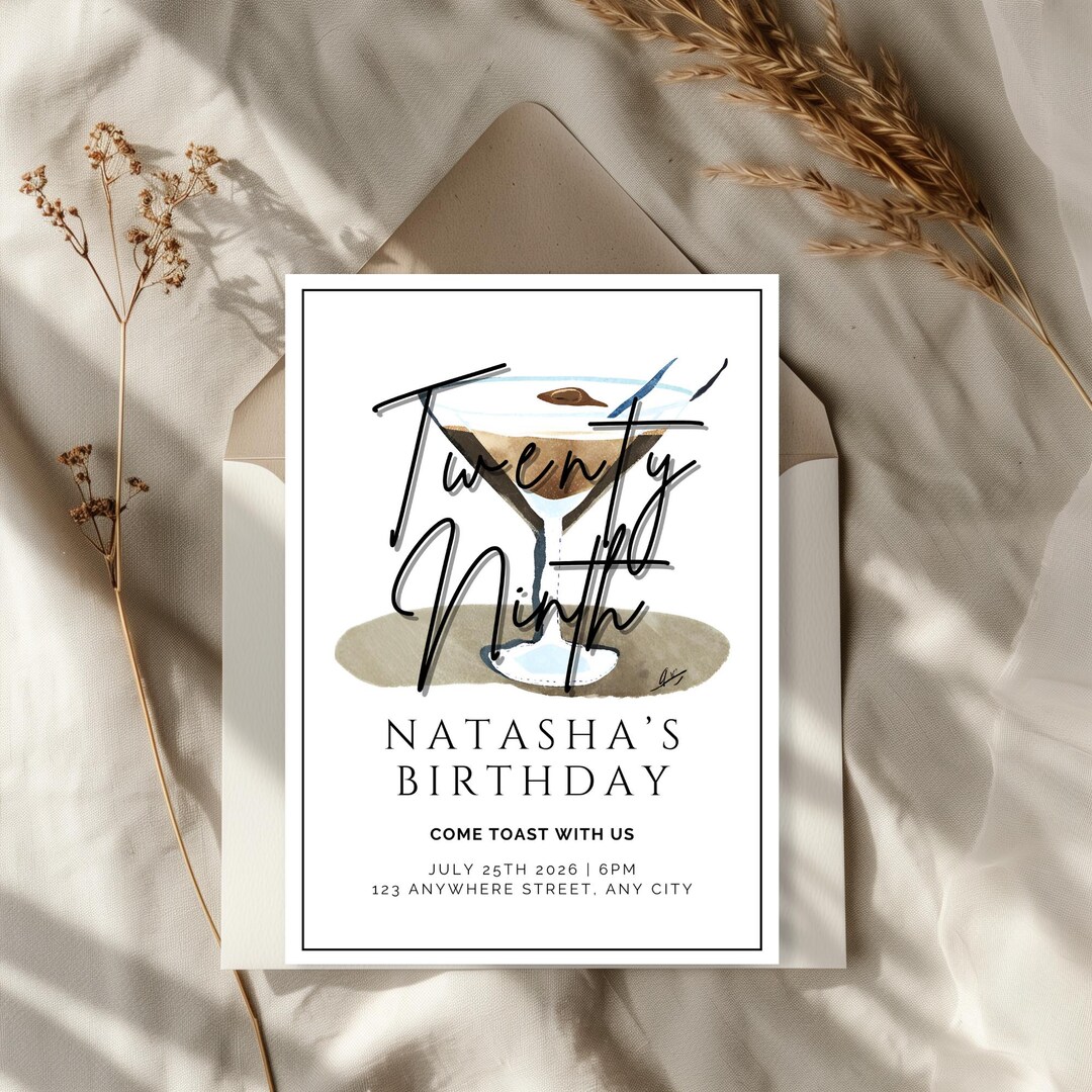 Editable Digital Birthday Invitation, ANY AGE Neutral Invite Come Toast ...