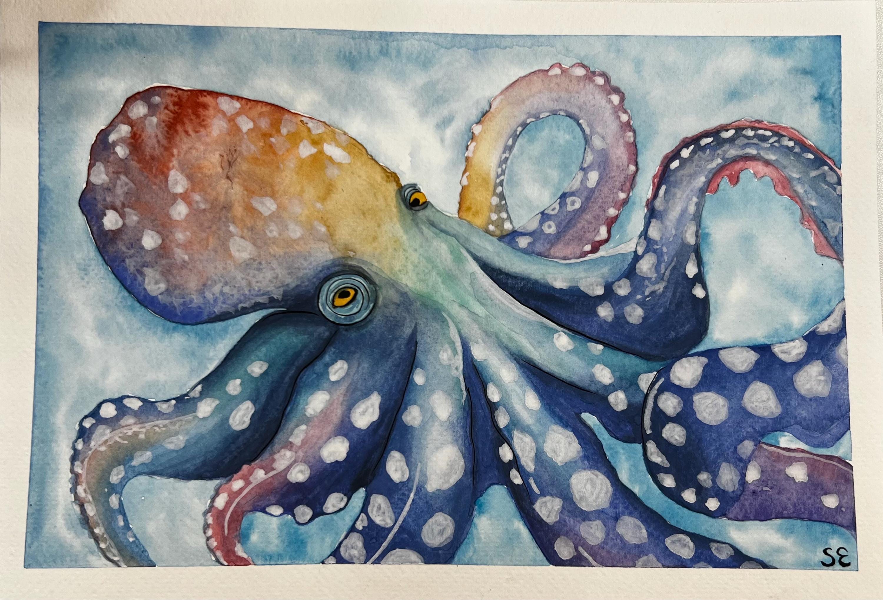 Watercolor Painting : Colorful Octopus - Etsy