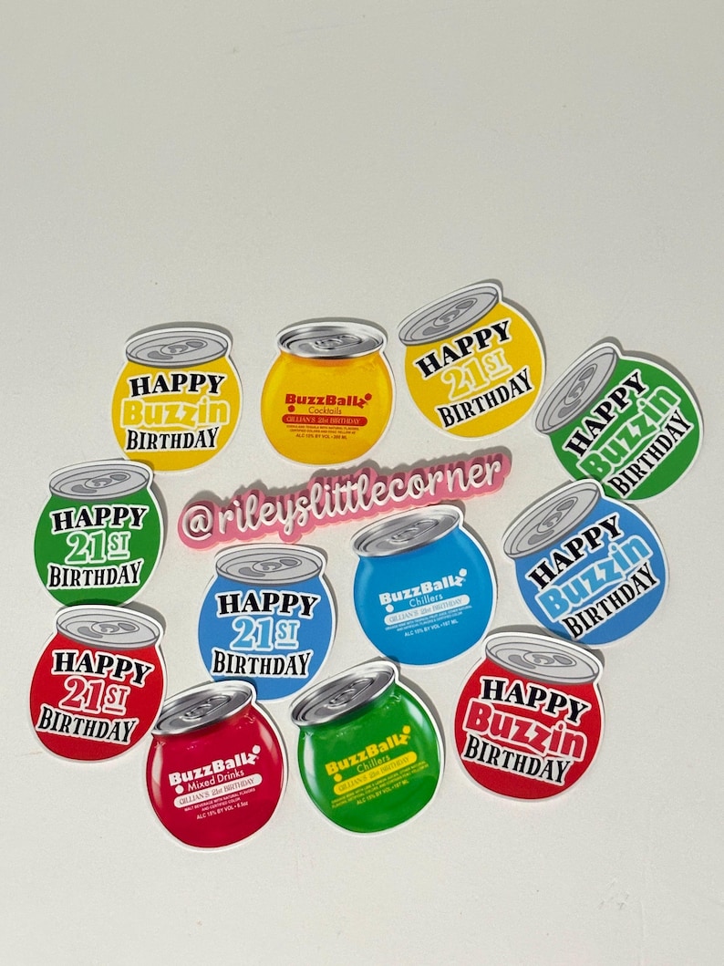 Buzzballz Birthday Stickers: Tequila Party Favors, Set of 12 - Etsy