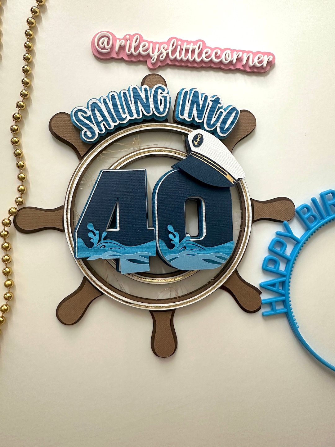 Sailing Into 40 Cake Topper: Nautical Birthday Party Decor - Etsy