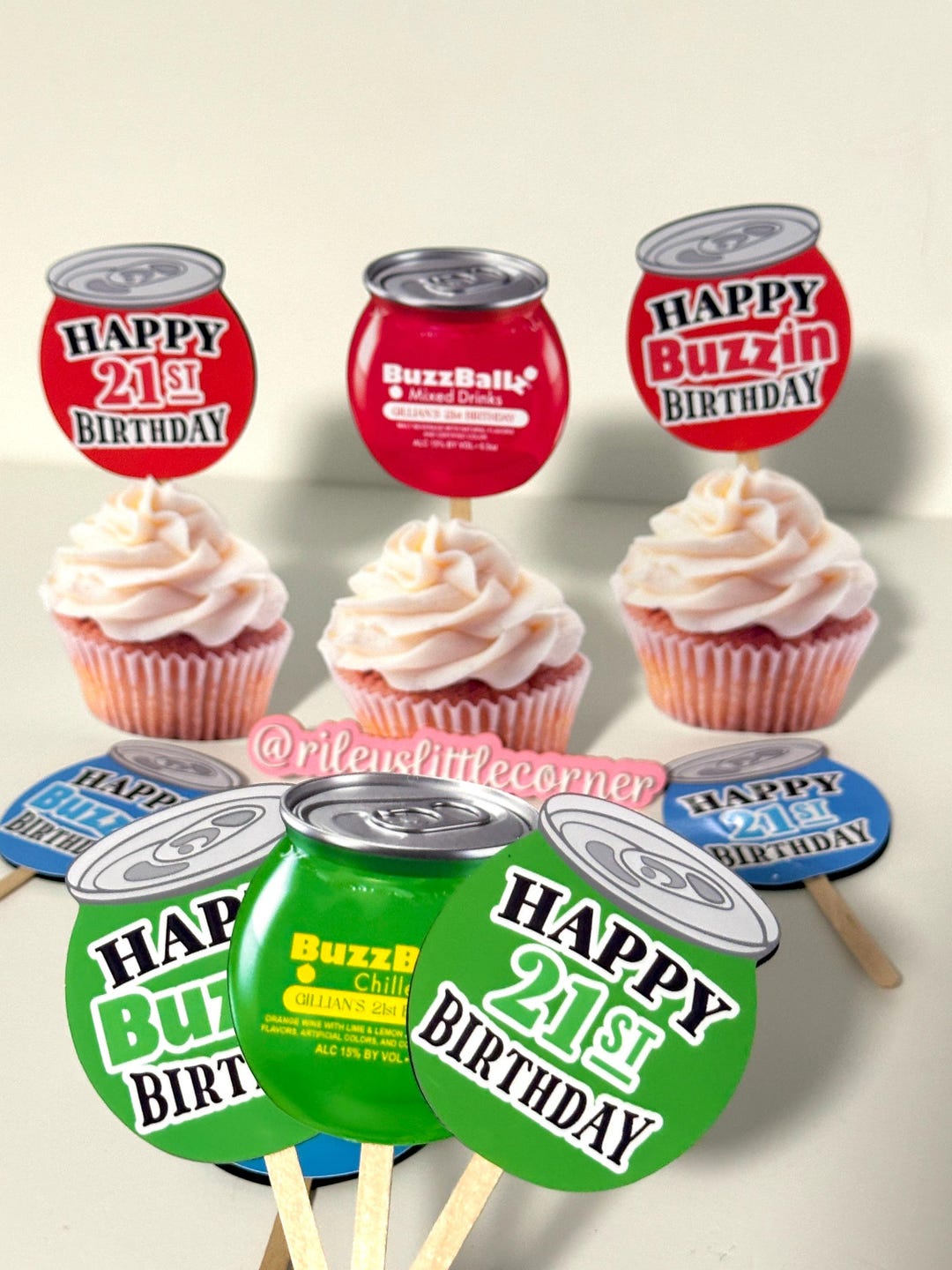 Buzzballz Birthday Cupcake Toppers: Tequila Party Decorations (set of ...