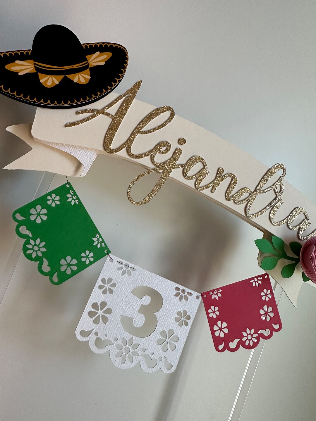 Fiesta Cake Topper: Papel Picado, Mariachi Sombrero Birthday Decor - Etsy