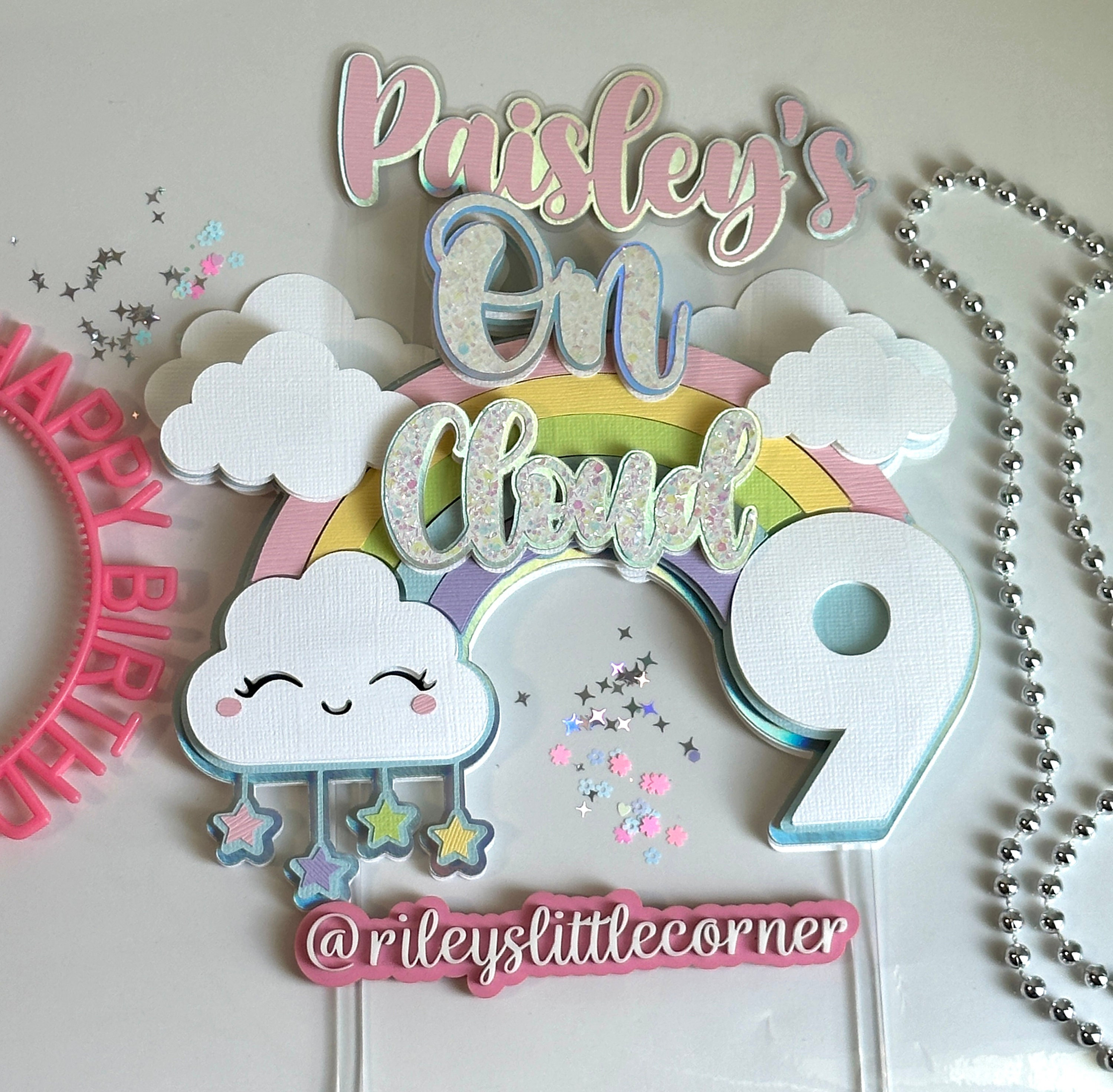 On Cloud 9 Cake Topper Cloud 9 3D Number Cloud Nine Birthday Set Pastel ...