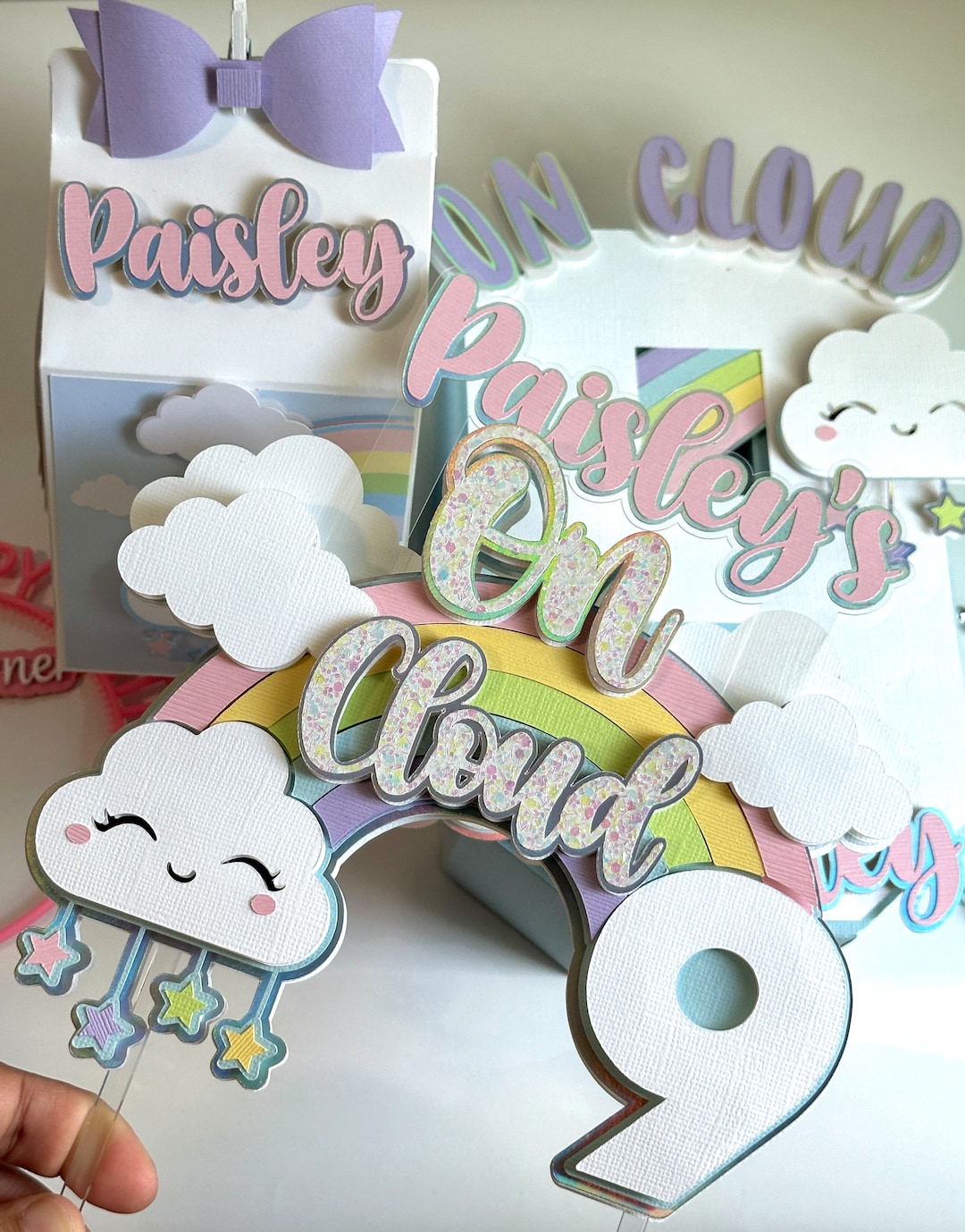 On Cloud 9 Cake Topper Cloud 9 3D Number Cloud Nine Birthday Set Pastel Cloud 9 Party Clouds ...