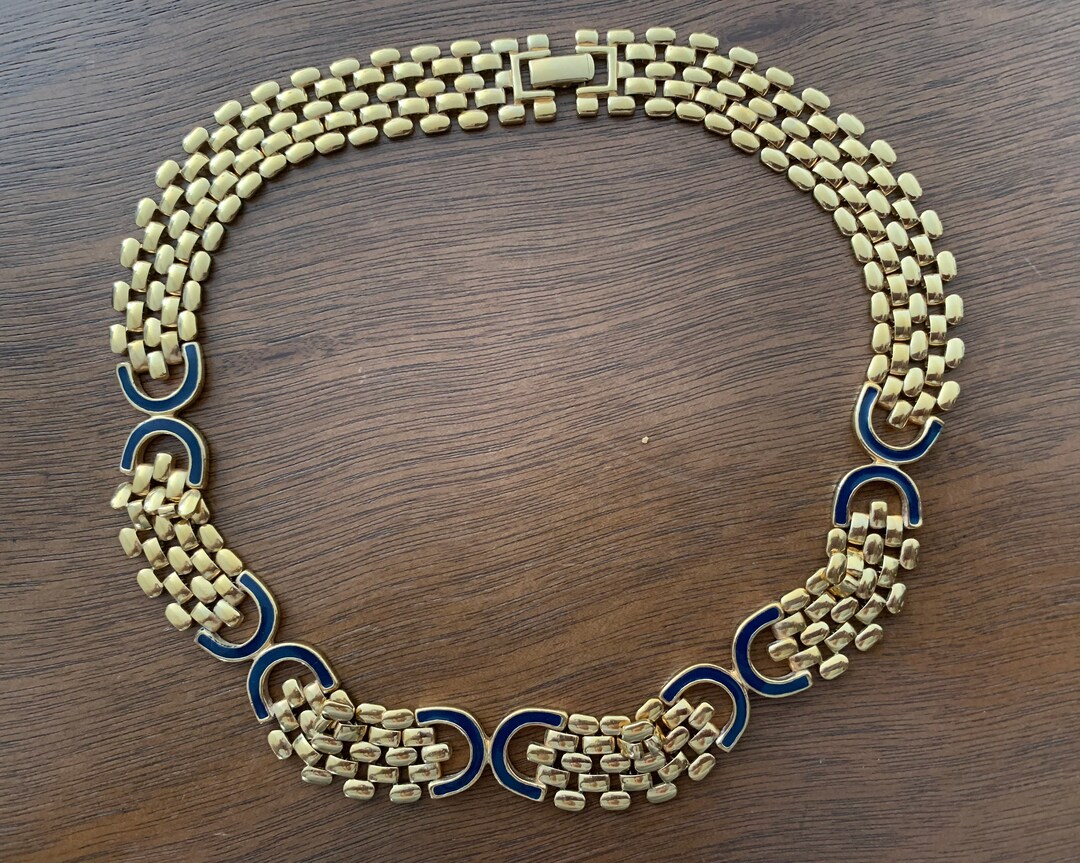 Vintage MONET Flat Watch-link Gold Choker Necklace - Etsy