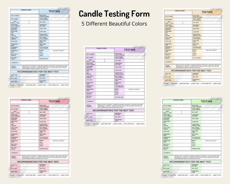 Candle Making Printable Testing Sheets, + FREE/BONUS: 3-page Candle ...