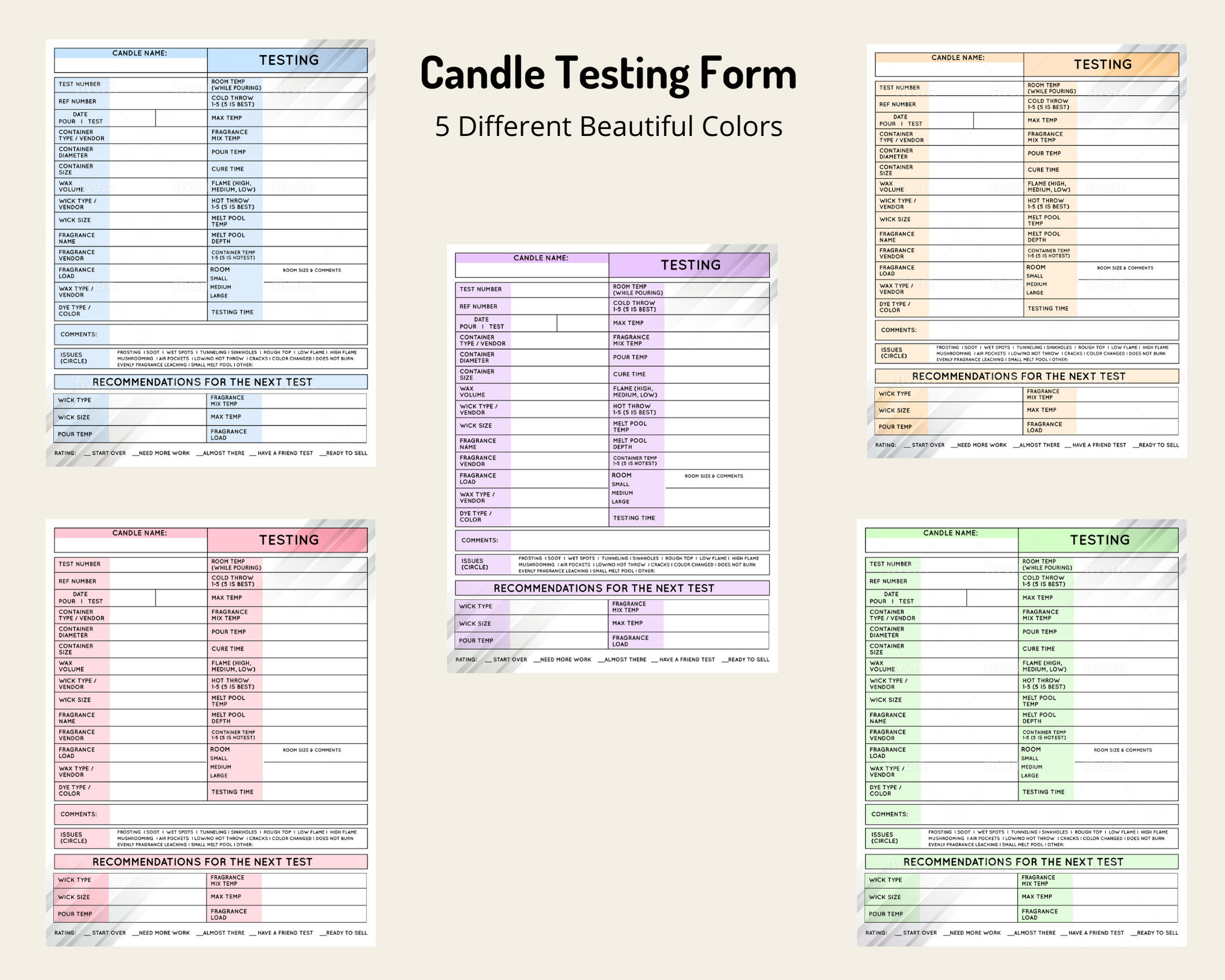 Candle Making Printable Testing Sheets, + FREE/BONUS: 3-page Candle ...
