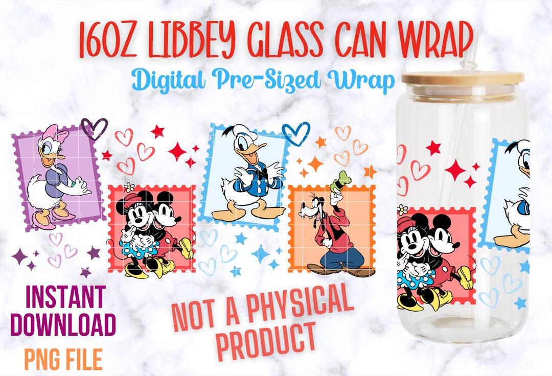 Classic Mickey 16oz Libbey Glass Wrap, Valentine’s Day Mickey Mouse ...