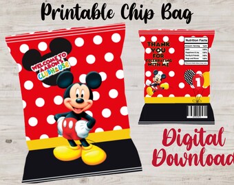 Mickey Mouse Chip Bag Template - Etsy